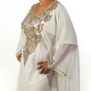 Robe dubai blanche en tulle pas cher